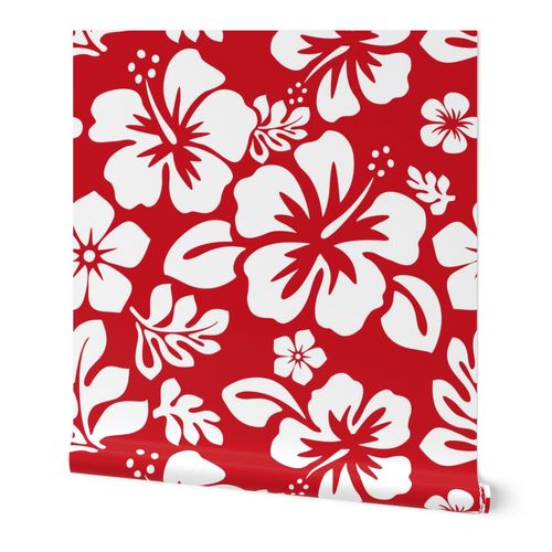 Red and White Hawaiian Hibiscus Flowers Wallpaper – Extremely Stoked