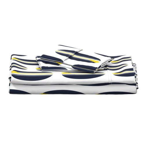 Navy Blue and Yellow Classic Surfboards Sheet Set - Extremely Stoked ...