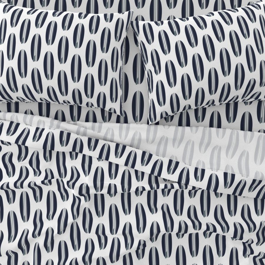 Navy Blue & Gray Classic Surfboards Sheet Set – Surfer Bedding from ...