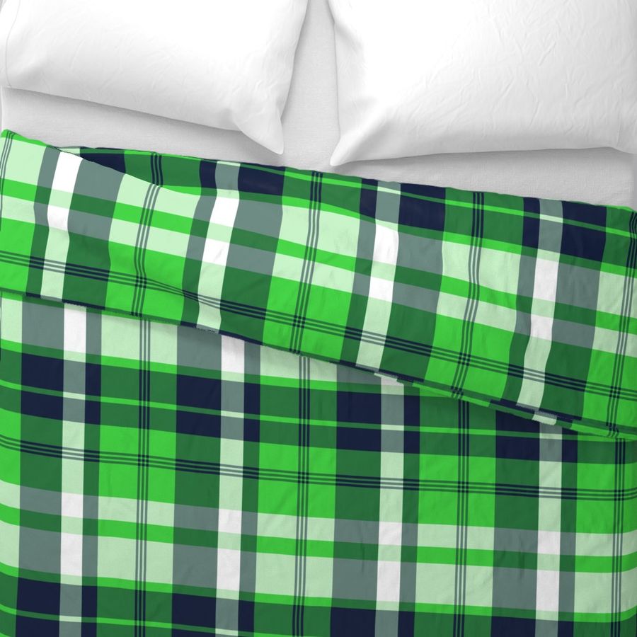 Preppy Surfer Navy Blue and Lime Green Plaid Duvet Cover – Extremely Stoked