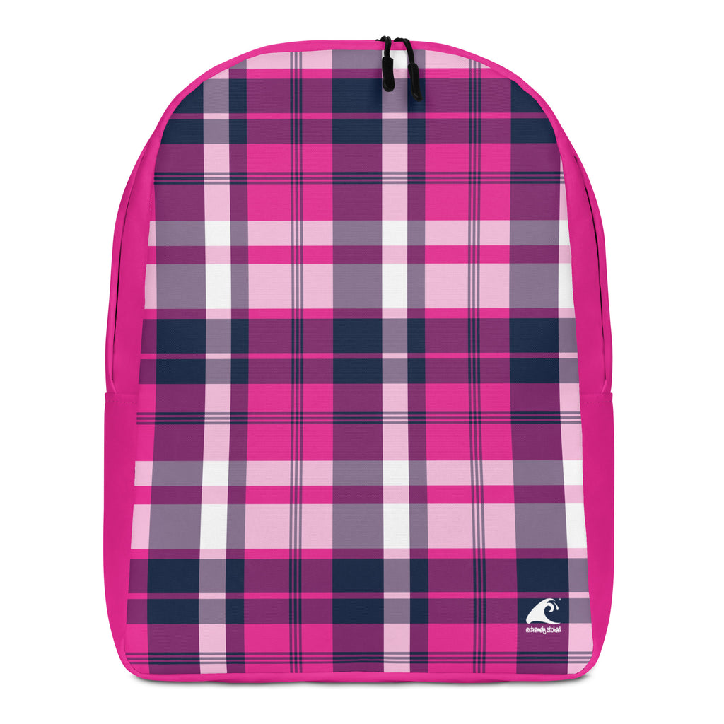 Hot Pink and Navy Blue Surfer Plaid Backpack | Extremely Stoked® Surf