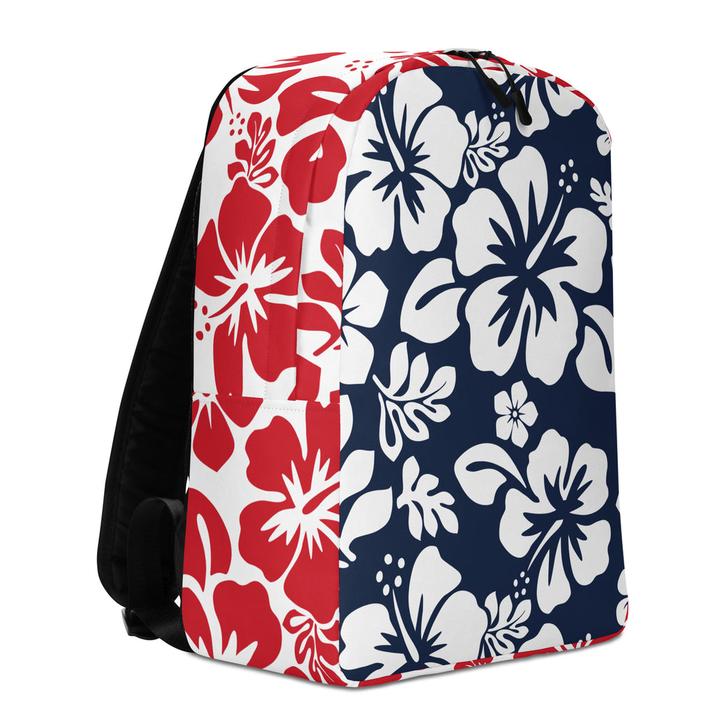 Navy Blue and Red Hawaiian Print Backpack – Extremely Stoked