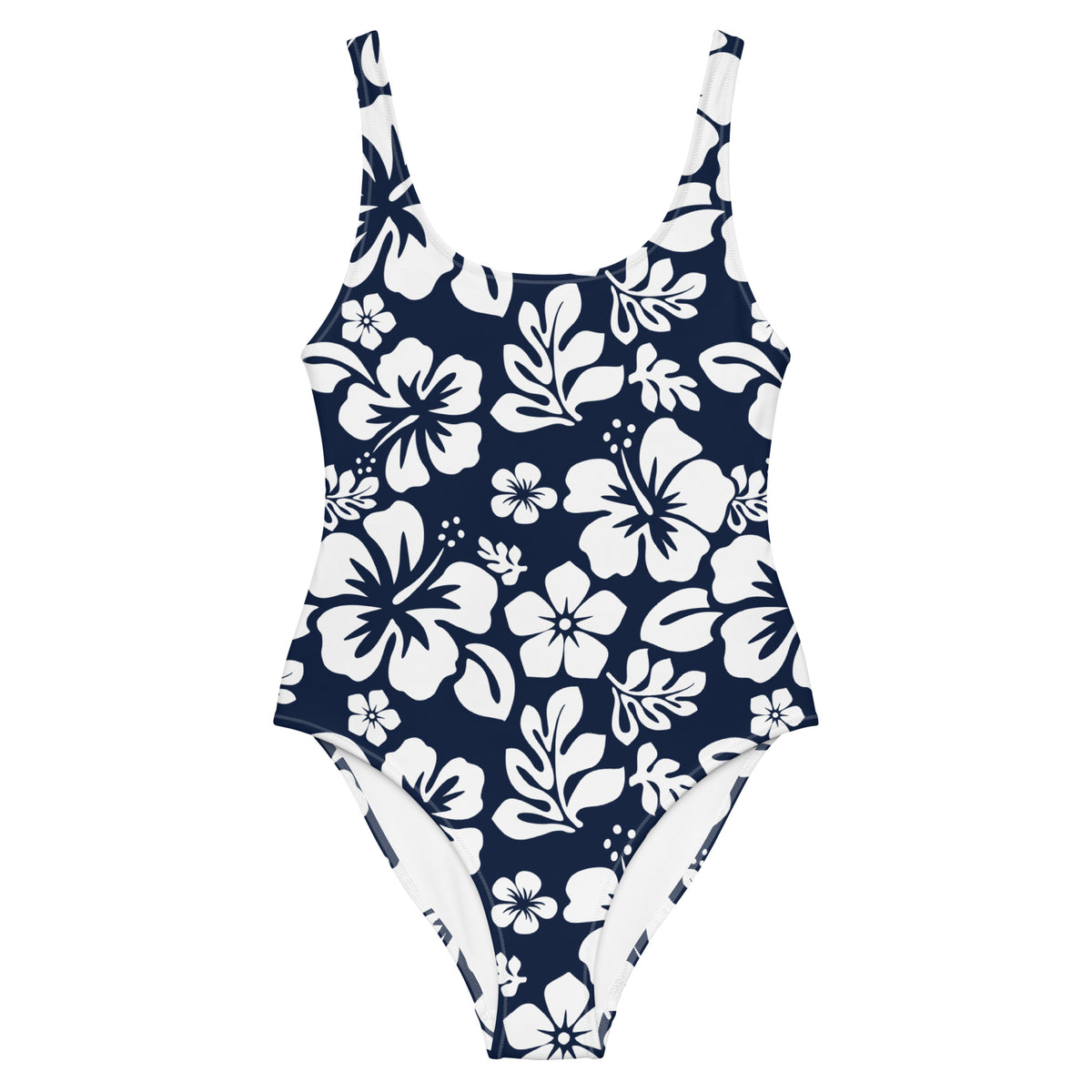 White Hawaiian Flowers on Orange One-Piece Swimsuit – Extremely Stoked