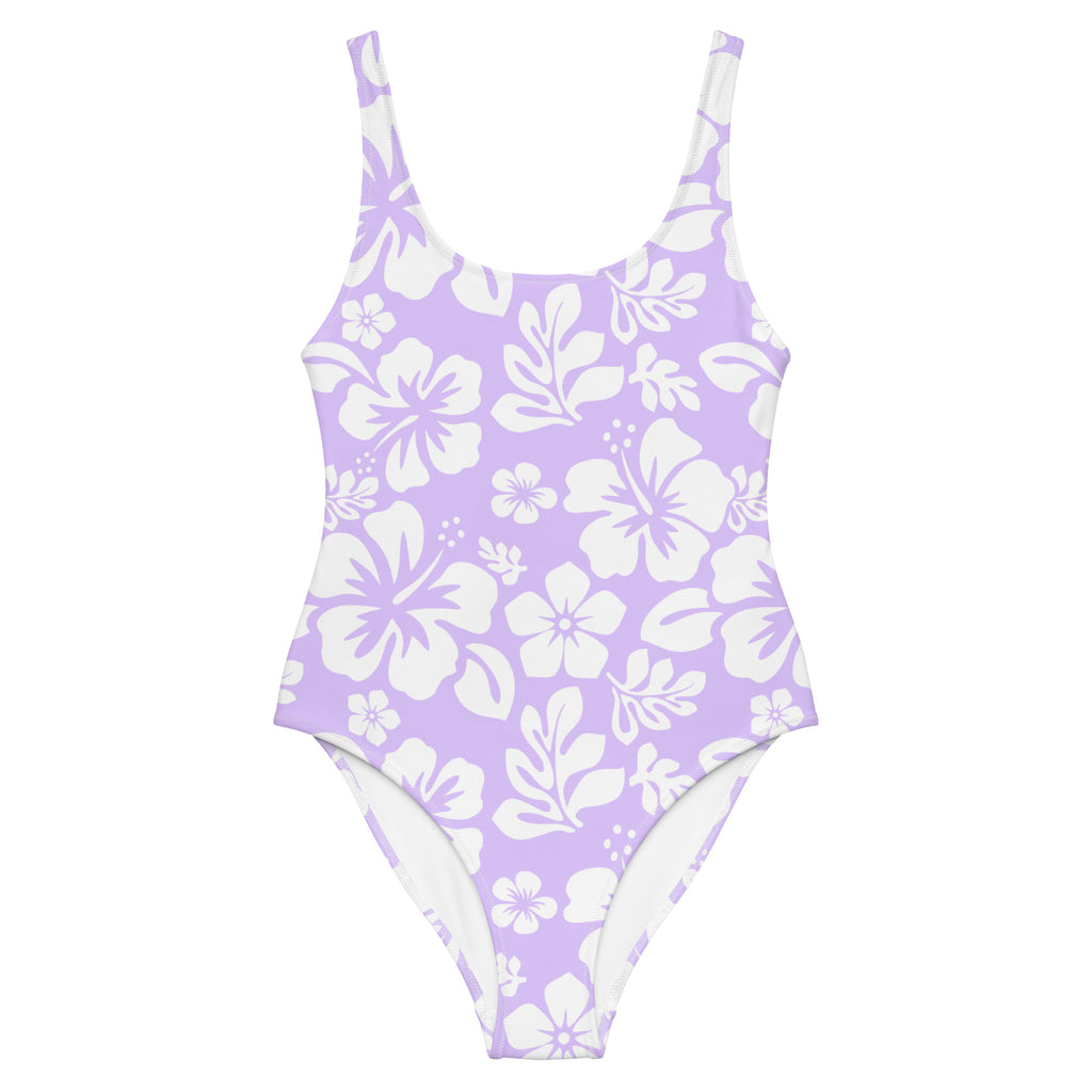 Lavender Hawaiian Flowers One Piece Eco Swimwear by Extremely Stoked®