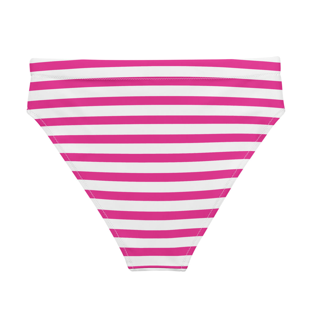 Hot Pink and White Beach Stripes High Waisted Bikini Bottom | Eco ...