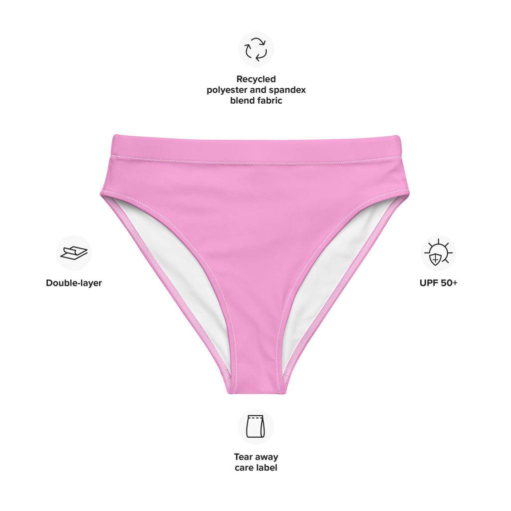 Pink High Waisted Bikini Swimsuit Bottom – Extremely Stoked