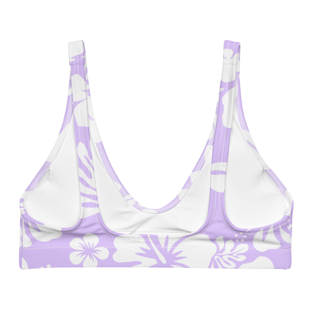 White Hawaiian Flowers on Lavender Halter Bikini Top – Eco Swimwear ...