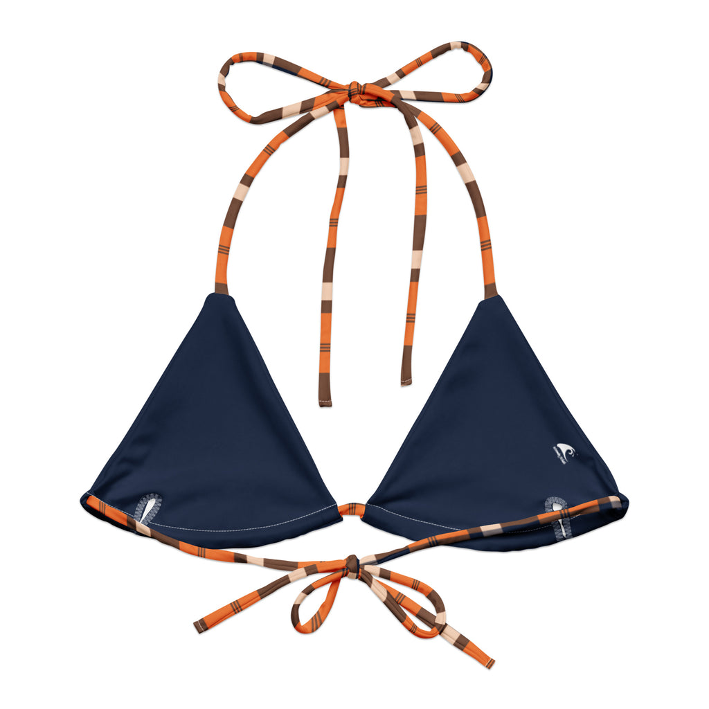 Orange and Navy Blue Preppy Surfer Girl Plaid Bikini Top | Eco Swimwear ...