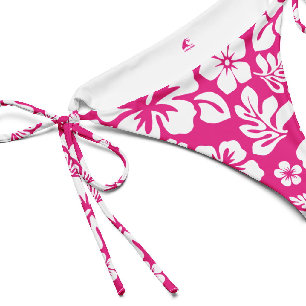 Hot Pink and White String Bikini Swimsuit Bottoms – Eco Swimwear ...