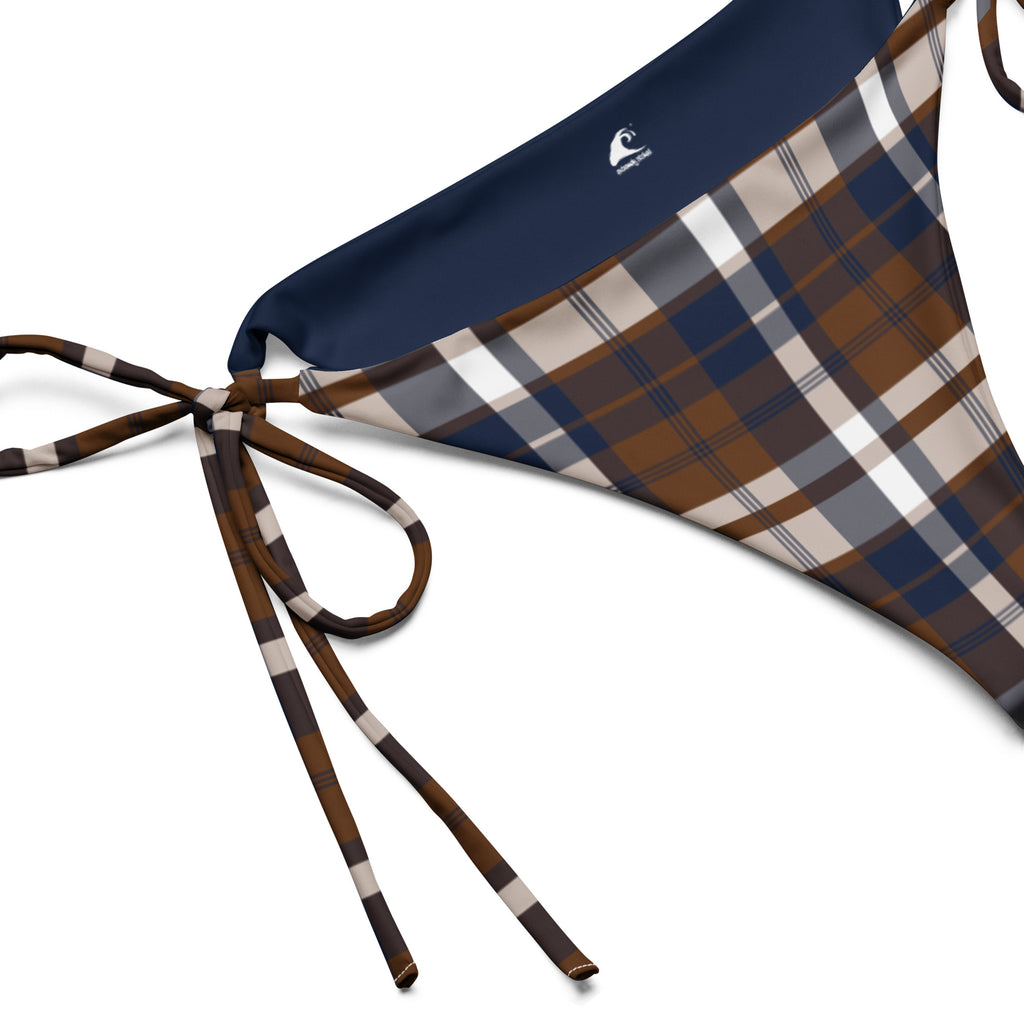 Navy Blue and Brown Plaid String Bikini Bottoms – Eco Swimwear ...