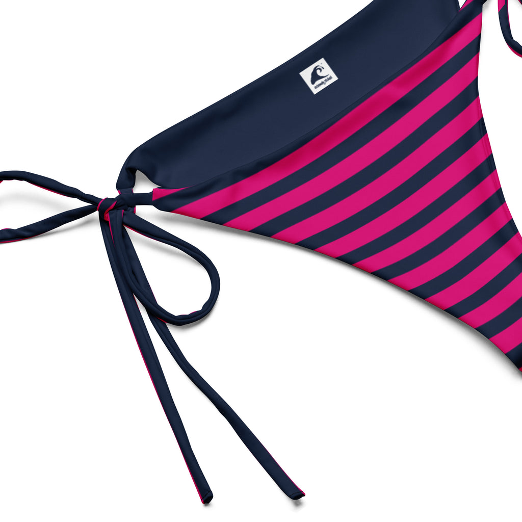 Navy Blue & Violet Red Beach Stripes String Bikini Bottom – Eco ...
