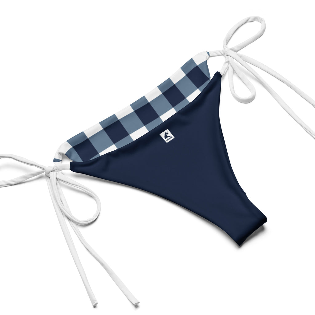 Navy Blue and White Gingham String Bikini Swimsuit – Eco Swimwear by E ...