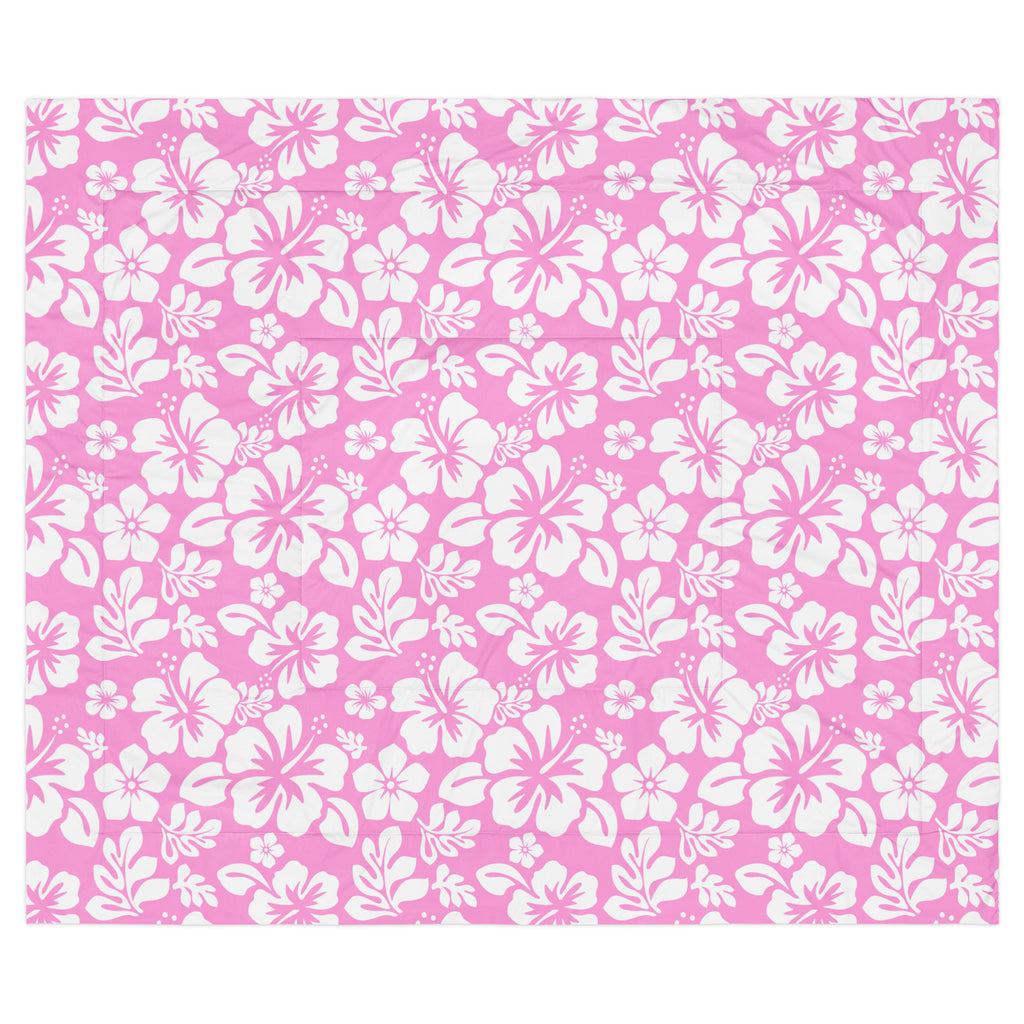 White on Pink Hawaiian Flowers Comforter – Extremely Stoked® Essential