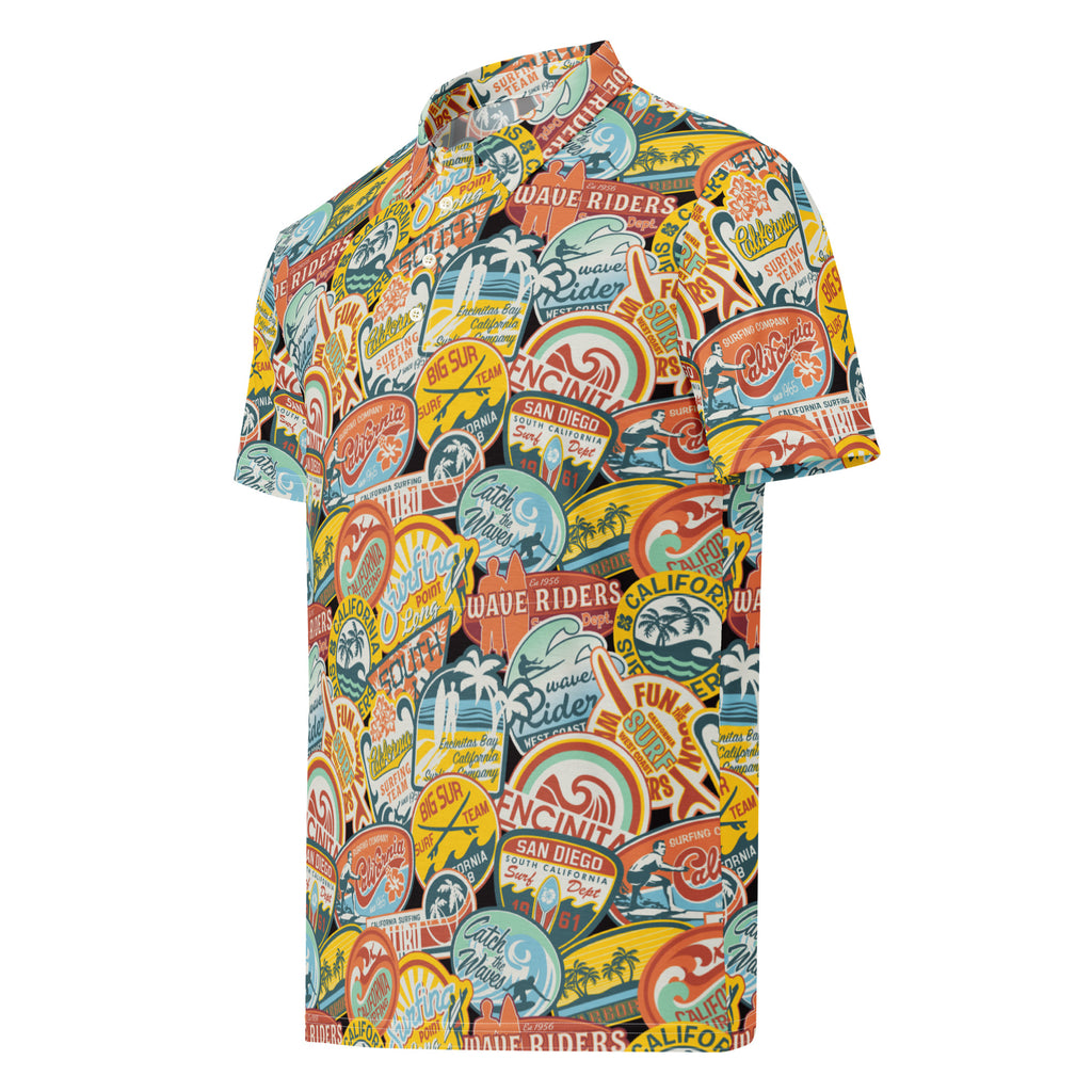 Slim Fit Men's Vintage Surf Stickers Polo Shirt – Surf Inspired by Ext ...
