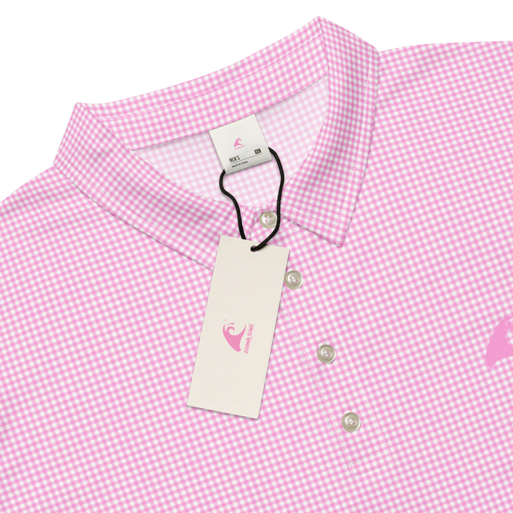 Slim Fit Men’s Preppy Gingham Polo Shirt – Pink | Extremely Stoked®