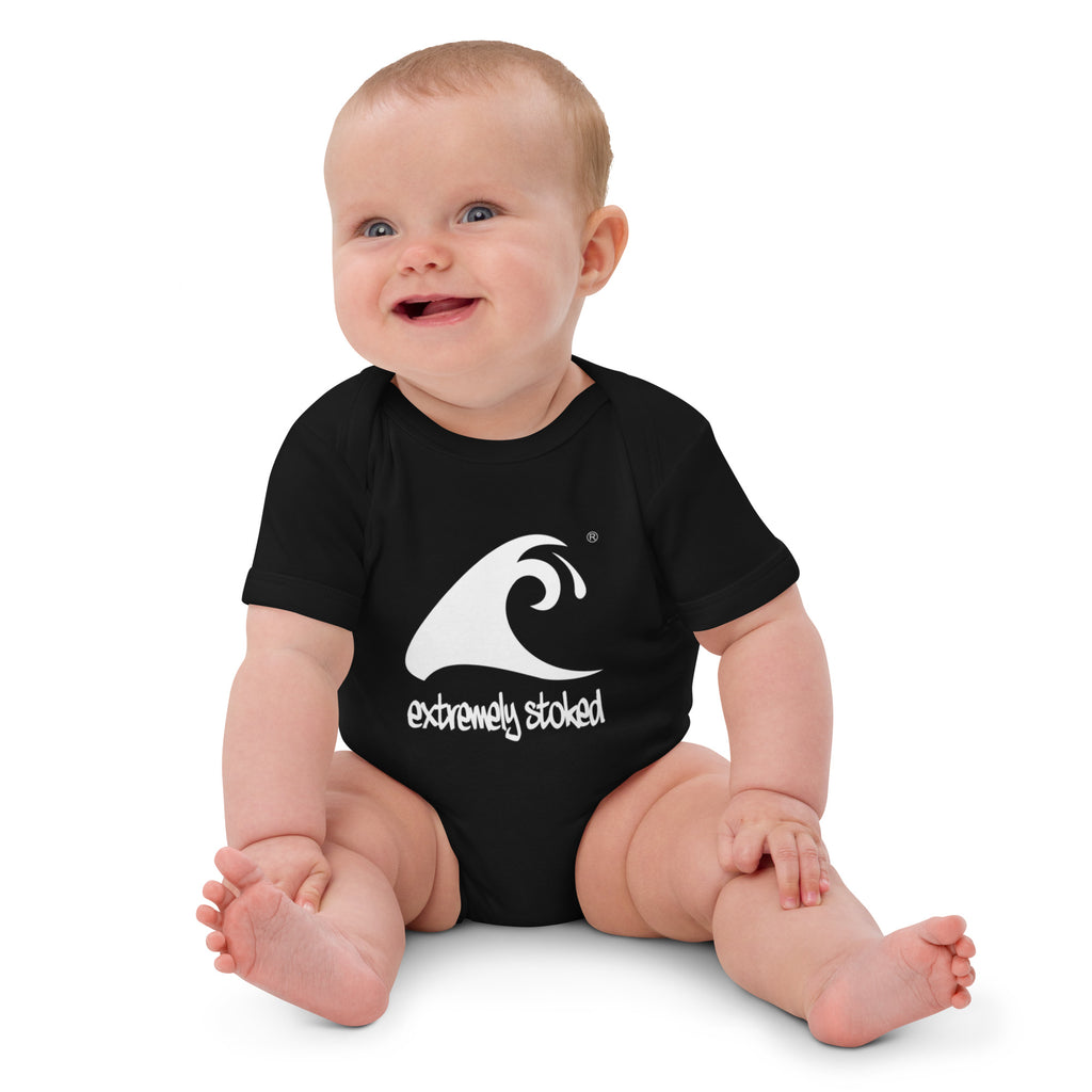 Organic Cotton Baby Onesie Bodysuit with Extremely Stoked Epic Wave Lo
