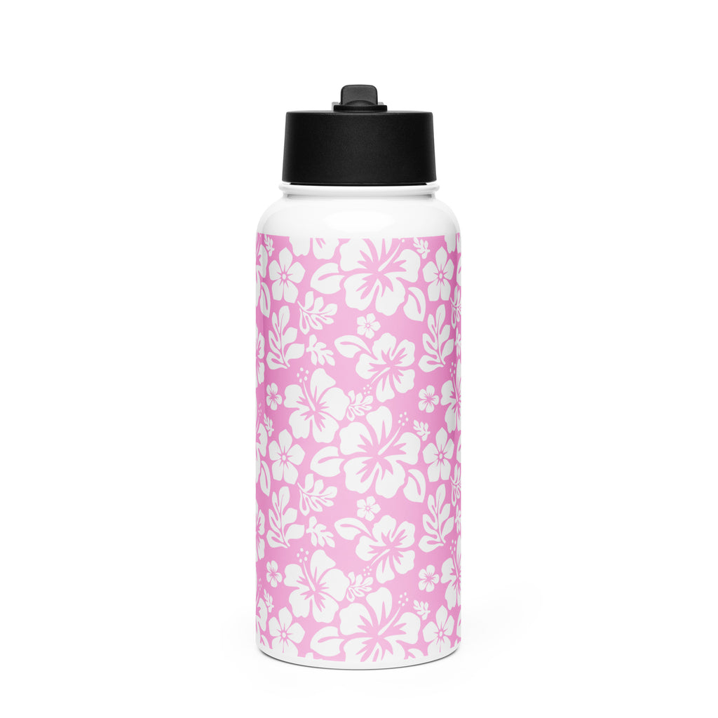 Pink and White Hawaiian Flowers Water Bottle – Extremely Stoked