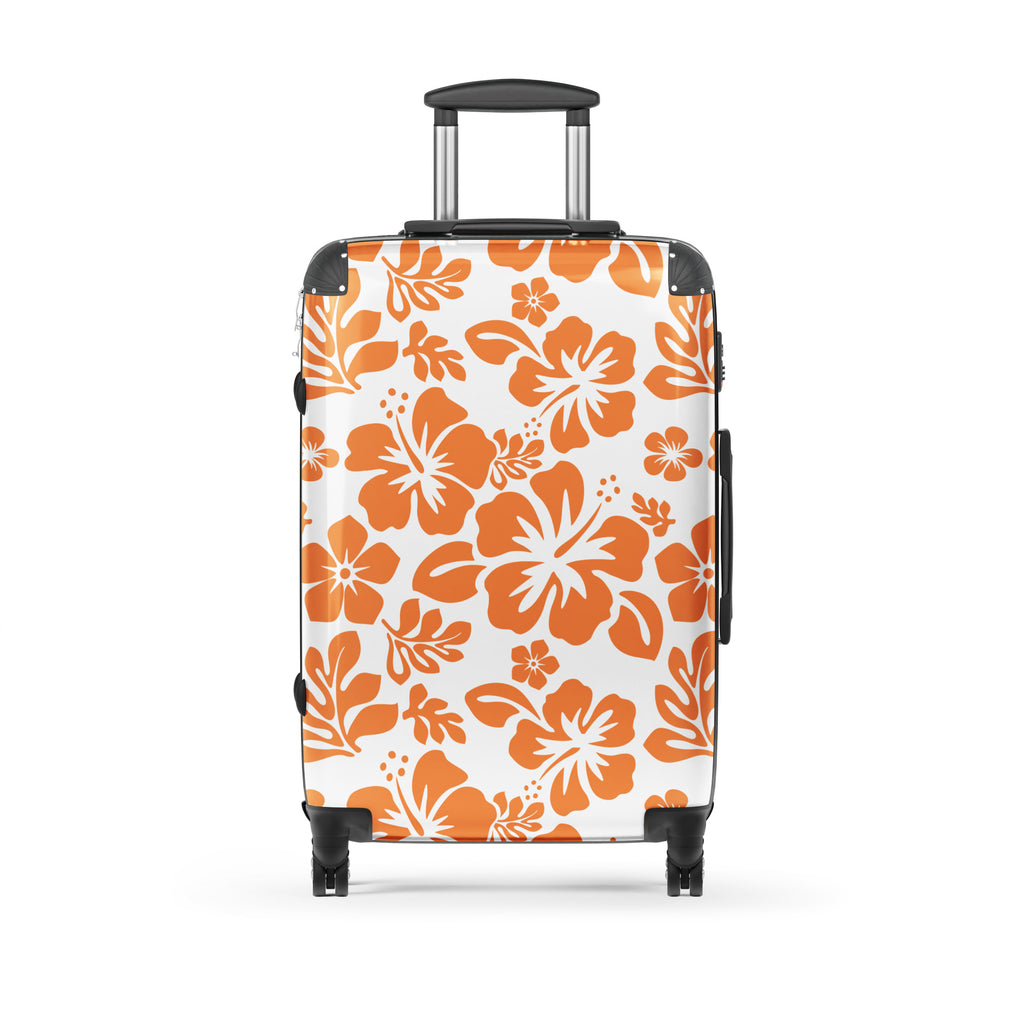 Orange Hawaiian Flowers Suitcase – Surf & Beach Inspired Luggage ...