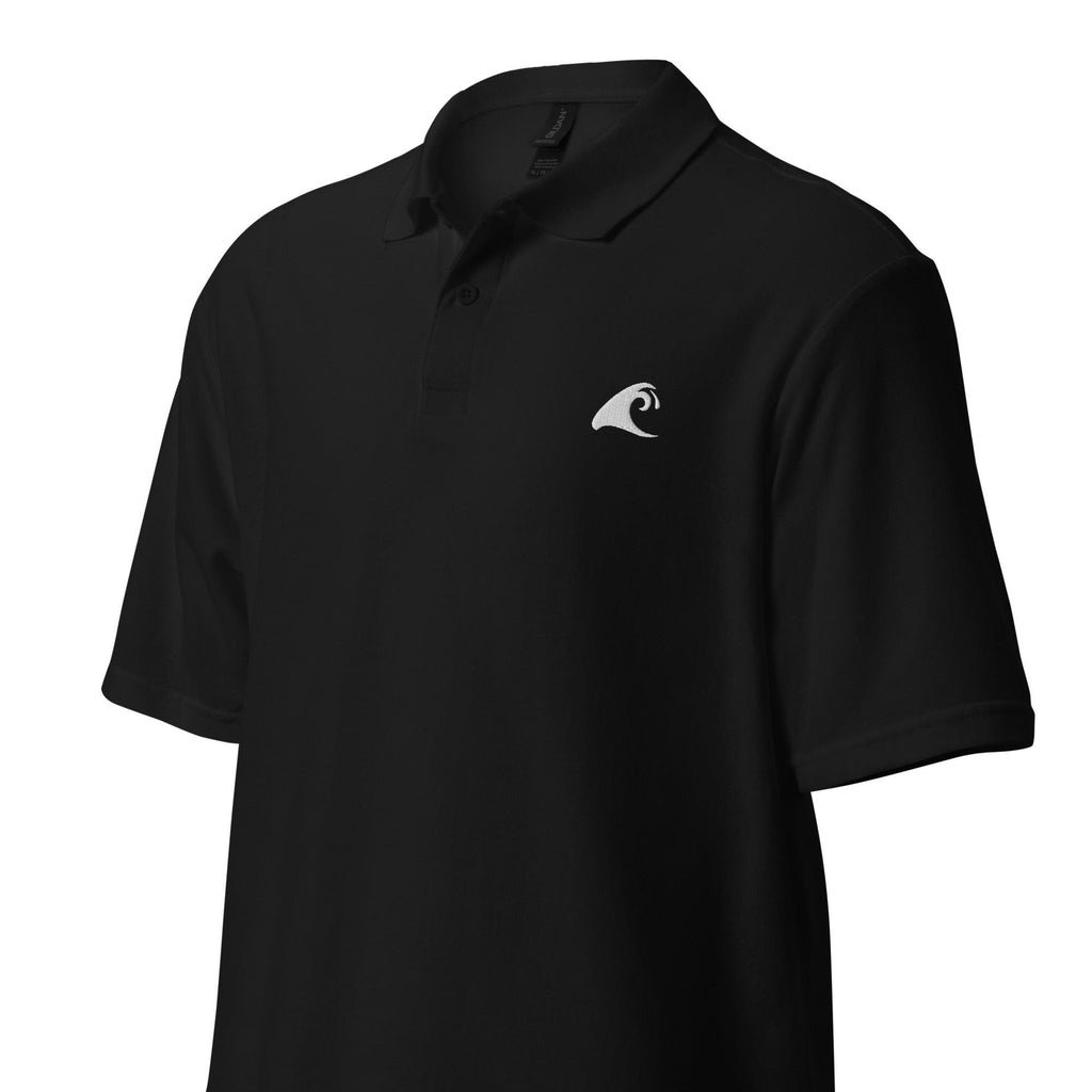 Black Cotton Polo Shirt with White Epic Wave Logo - Eco Apparel by Ext ...